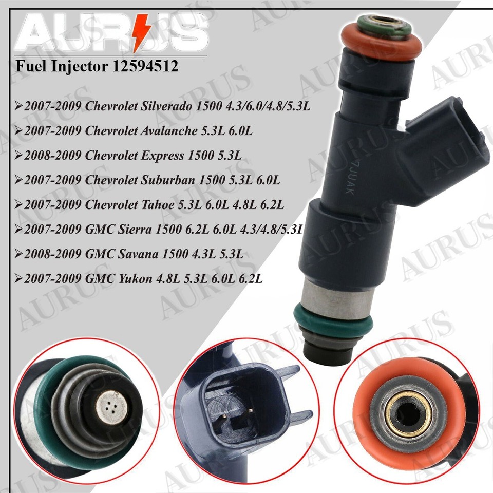x8 OEM AURUS NEW Fuel Injectors for 2007-2009 Chevrolet Silverado 1500 ...