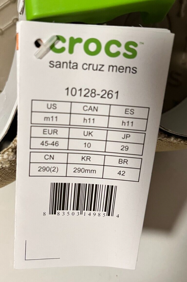 CROCS Mens Santa Cruz Khaki Beige Slip-On Loafers Canvas Shoes 10128 ...