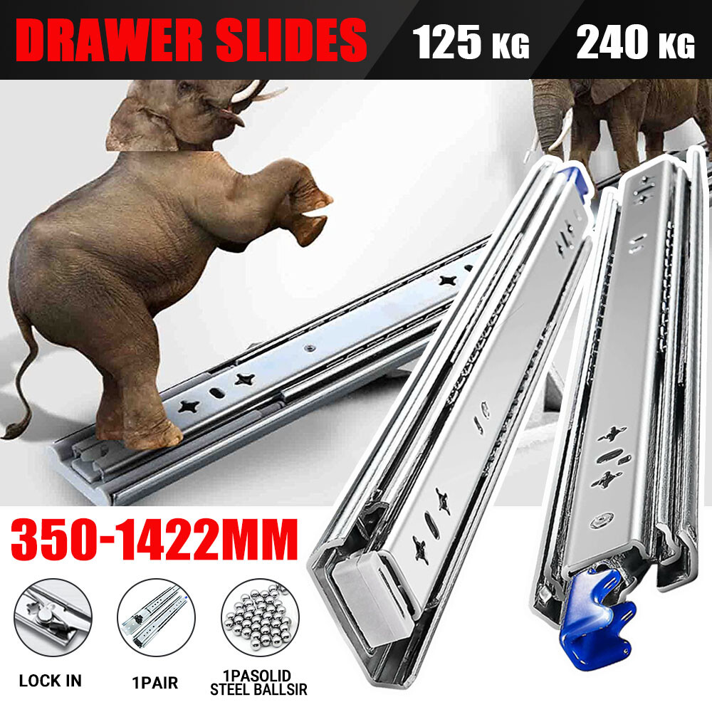 2X 125KG Locking Drawer Slides Heavy Duty Runners Trailer 350 2000mm 2x-125kg-locking-drawer-slides-heavy-duty-runners-trailer-350-2000mm