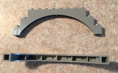 LEGO Raised Arch 1x3x12 - PN 18838 - Light Bluish Gray - 2 Pieces - New ...