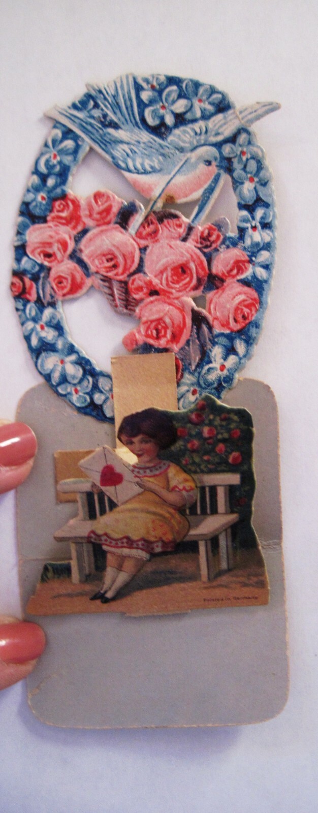 Set of (4) Vintage Pull Down Die Cut Valentines Lovely Children,Doves ...