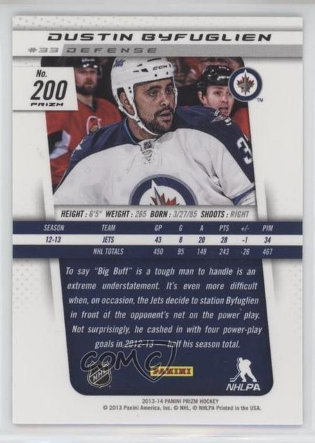 2013-14 Panini Prizm - Green Prizm #200 Dustin Byfuglien for sale ...