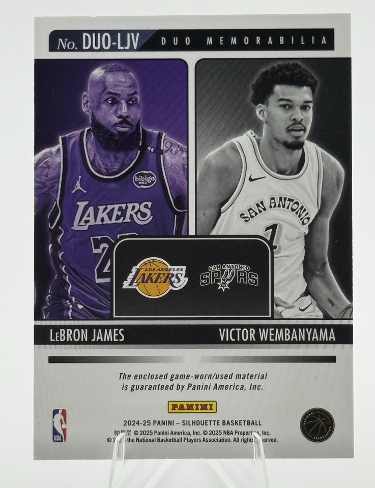 2024-25 SILHOUETTE LeBRON JAMES VICTOR WEMBANYAMA DUO MEMORABILIA #DUO ...