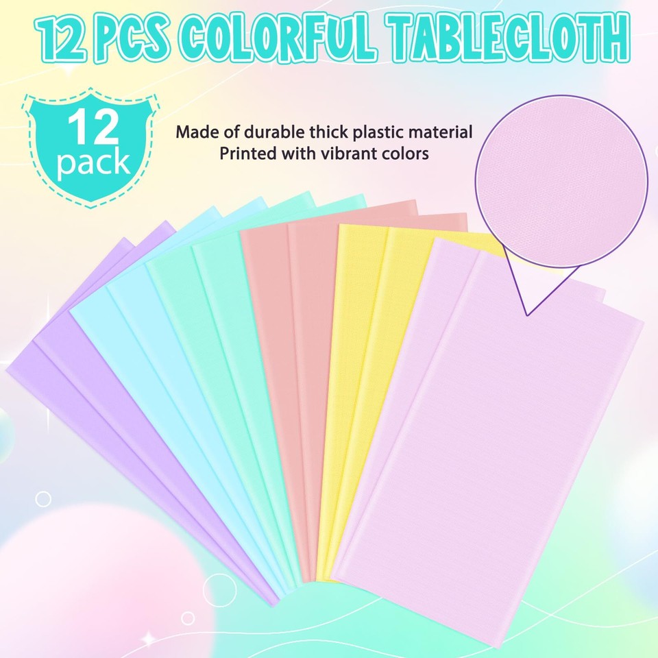 12pcs Plastic Pastel Color Tableclothsassorted Color Table Cloth ...