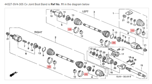 HONDA ACURA GENUINE OEM NSX Cv Joint Boot Band Driveshaft ☆ 44327-SV4 ...
