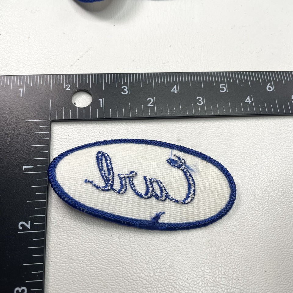 Oval Uniform Patch Name CARL Patch Cursive Blue Letters 25K4 | eBay