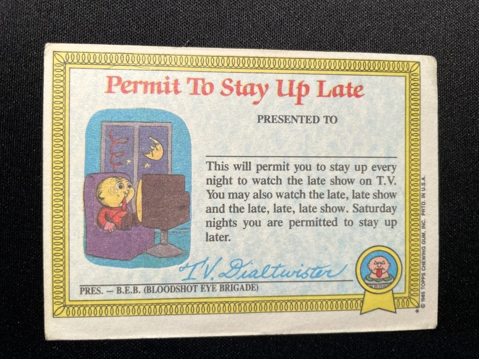 1985 Topps Garbage Pail Kids Series 1 Sticker Card #1a Matte Vintage ...