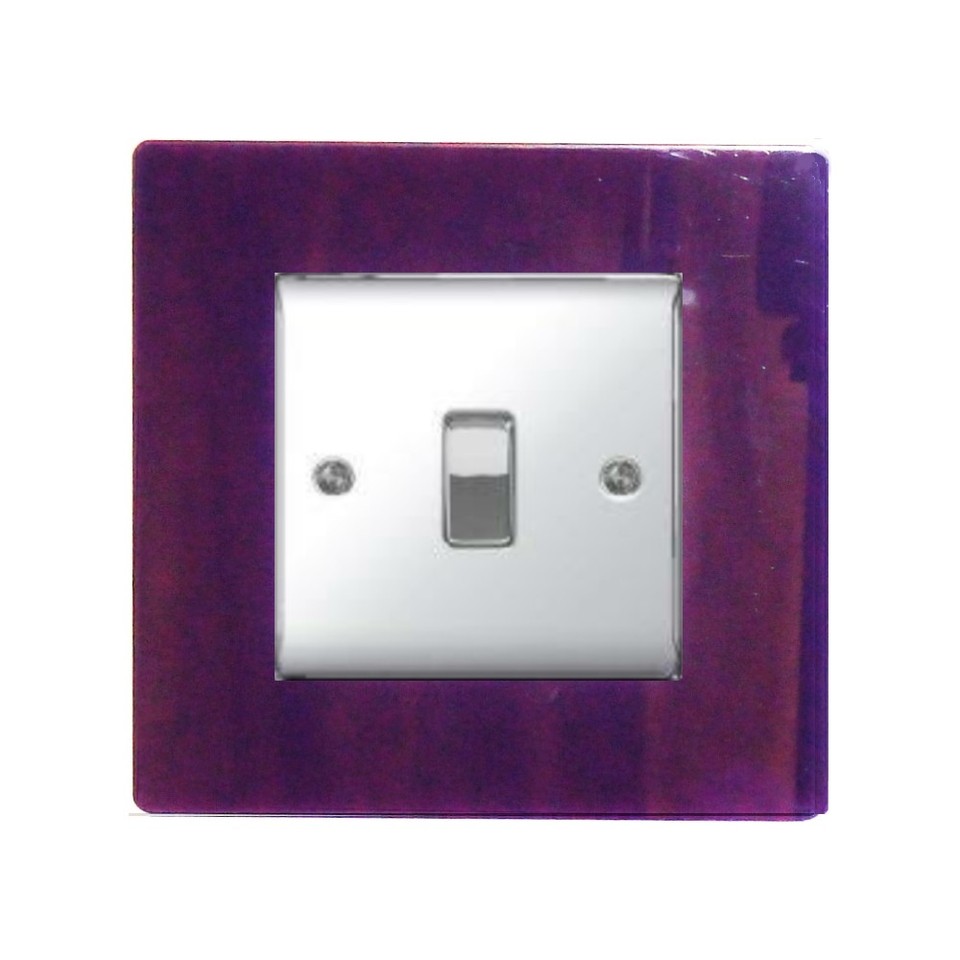 SINGLE LIGHT SWITCH SOCKET FINGER PLATE COLOURED ACRYLIC SURROUND FREE ...