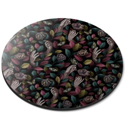Round Mouse Mat Eclecticism Abstract Nature Art Leaves Butterfly #52818 ...
