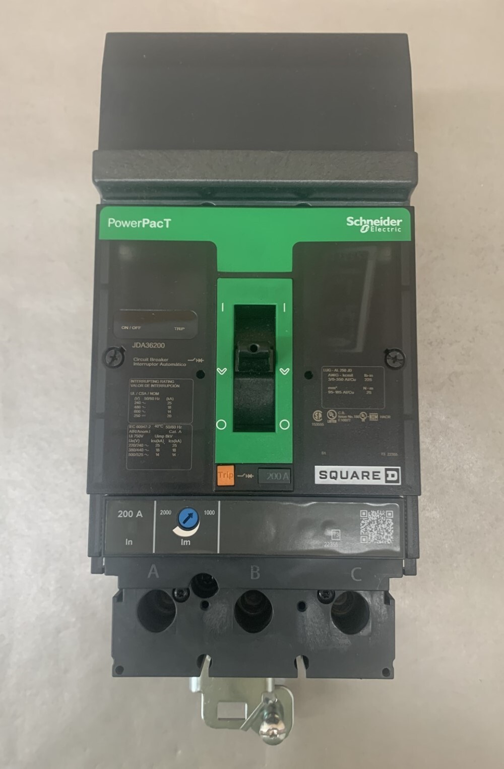 Square D PowerPacT JD 250 JDA36200 600V 200A 3P I-Line Circuit Breaker ...
