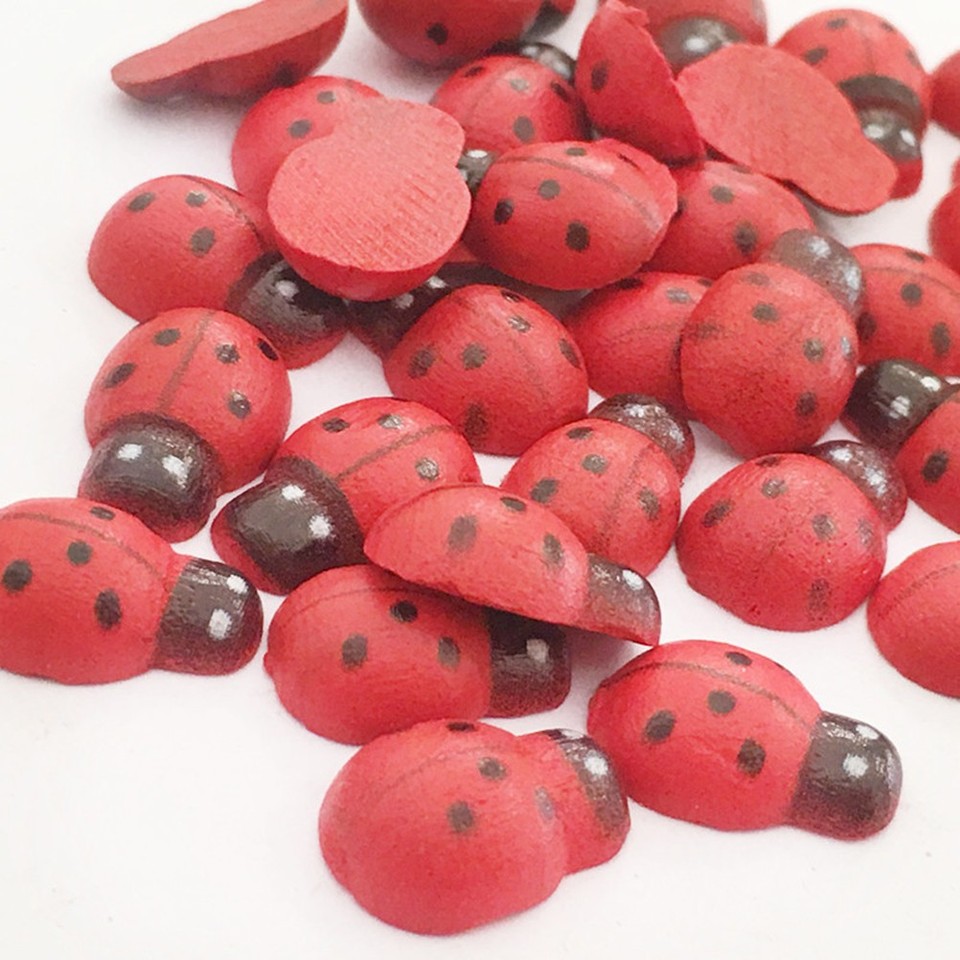 200Pcs Mini Wooden Ladybugs Insects Decor for Plant Pot Accessories ...
