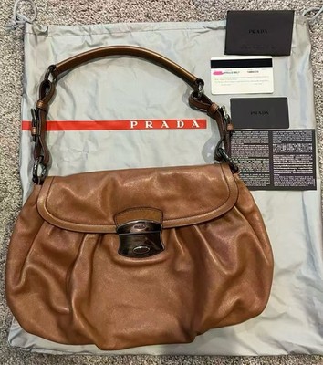 Authentic prada Caramel-colored lambskin cloud women handbags | eBay