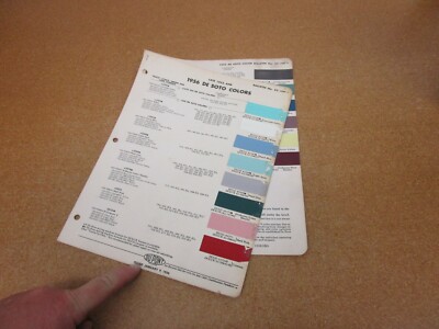 1956 Desoto car exterior paint color chip chart sheet sample | eBay