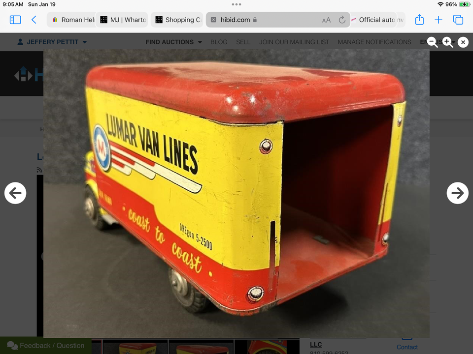 Lumar Van Lines Coast To Coast Pressed Steel Truck Marx | eBay