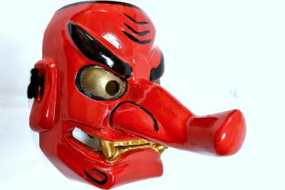 Wooden! Japanese Traditional Kagura Mask TENGU(天狗) Demon Noh Kabuki ...