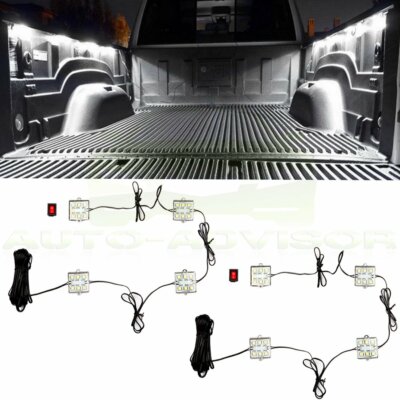 8PC White LED Truck Bed/Rear Work Box Lighting Kit Trunk Light for All ...
