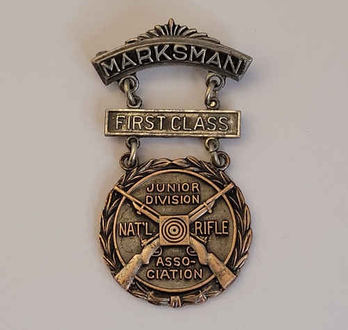 NRA Badge Pin Marksman Medal First Class Junior Division 2.25 x 1.25 in ...