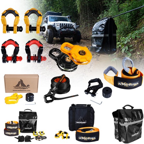 Snatch Block/Shackle/Winch Rope+Hook/Tow Strap/Tree Saver Off-Road ...