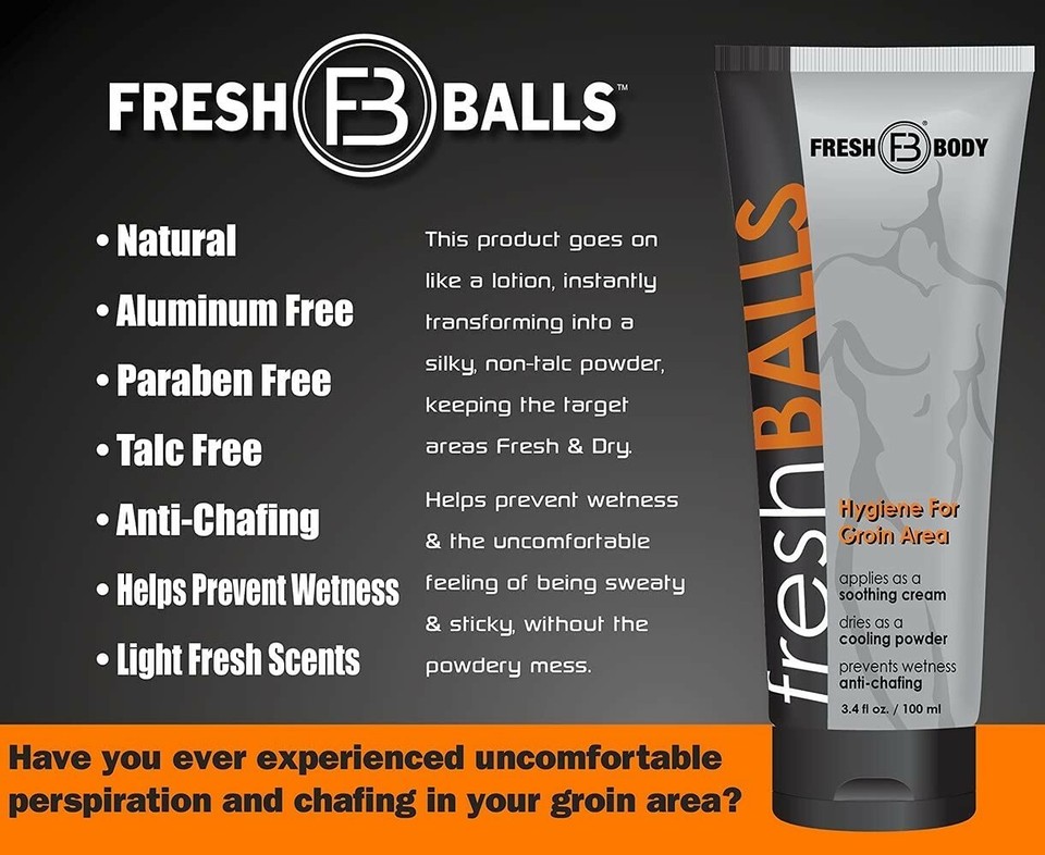 Fresh Balls 3.4 oz Tube (3 PACK) NEW - Anti Chafing Lotion Powder ...