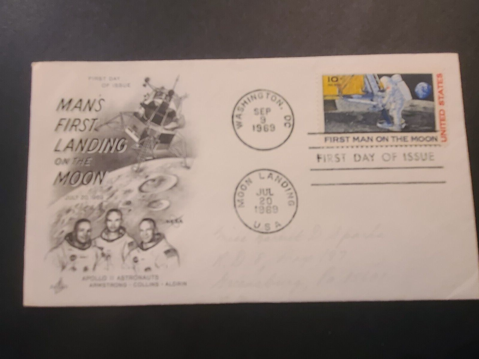 JULY 20 1969 MAN'S FIRST LANDING ON THE MOON STAMP FIRST DAY OF ISSUE ...