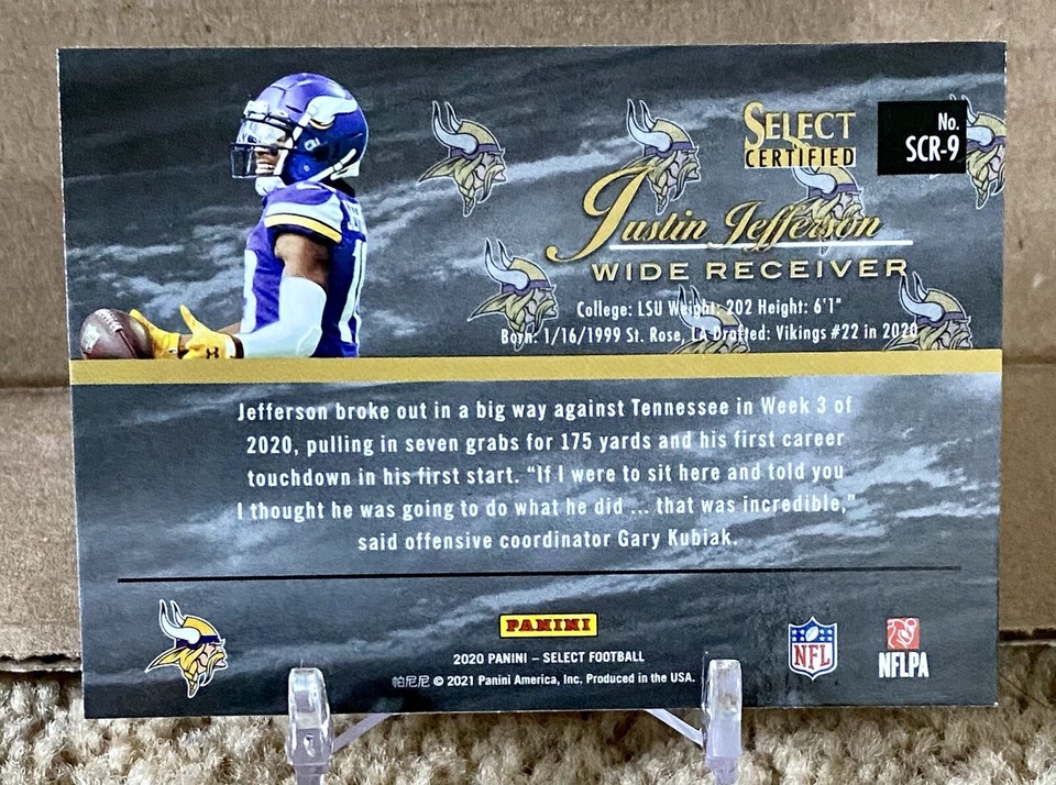 2020 Panini Select Certified JUSTIN JEFFERSON Base RC Insert #SCR-9 MIN ...