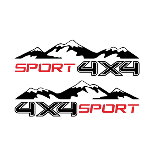2X Sport 4X4 Mountain Car Side Door Sticker Decal Truck SUV Off Road ...