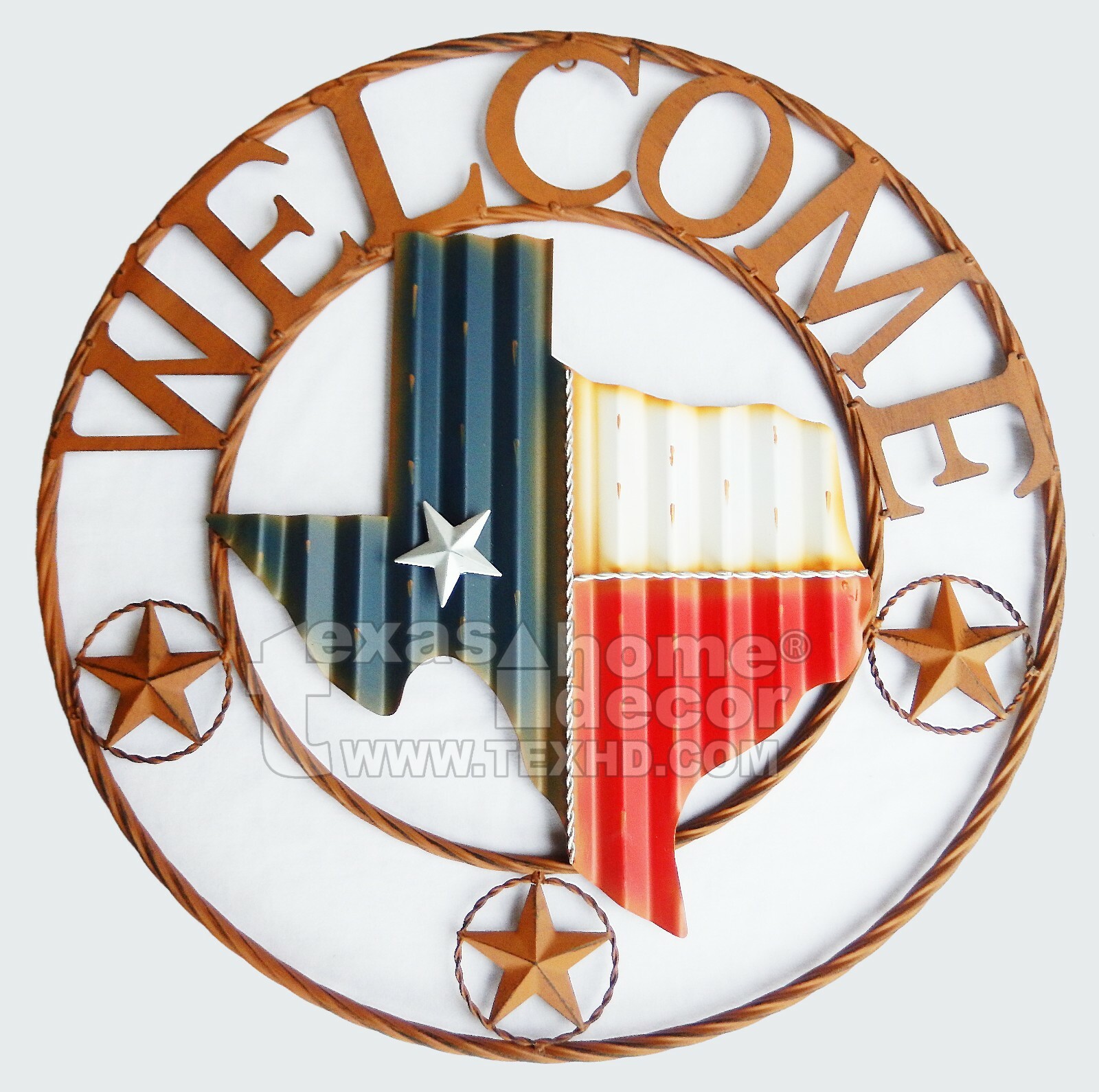 24" Texas Flag Welcome Sign TX Map Outline Sturdy Metal Wall Plaque ...