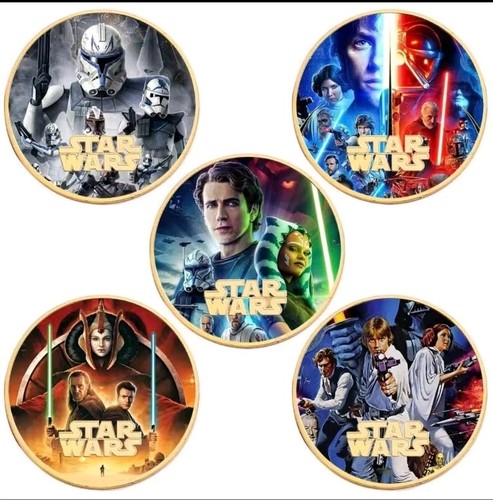 Star Wars Gold Plated Anniversary Animated 5 Coins Medallion Set NEW ...