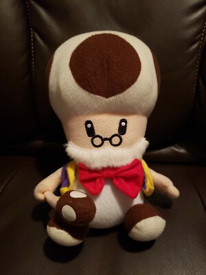 RARE 2011 SUPER MARIO TOADSWORTH OLD TOAD PLUSH TOY 10" NINTENDO HUDSON ...