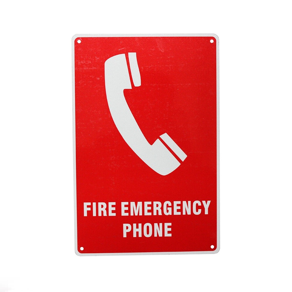 Warning Sign Fire Emergency Phone 200x300mm Metal Notice Workshop Alarm ...