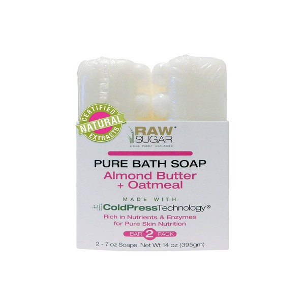 Raw Sugar Pure Bath Soap Almond Butter Oatmeal 2 Ct Total 14oz(7ozx2 ...