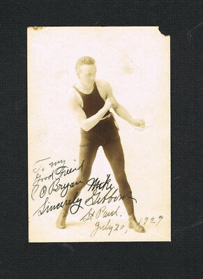 EXTREMLEY RARE WORLD CHAMPION MIKE GIBBONS 1929 signed boxing photo St ...