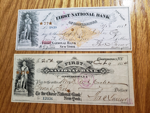 2 1800's * First National Bank checks, New York | eBay