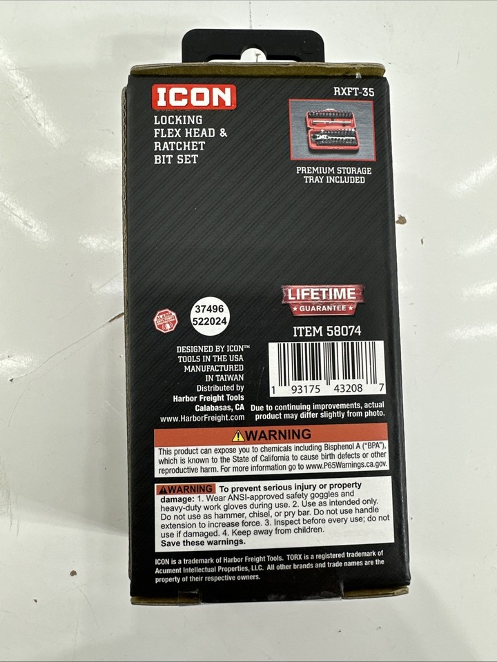 ICON Locking Flex Head Ratchet and Bit Set 35 Piece - Rare Item To Keep ...