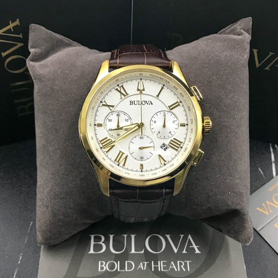 Bulova 97B169 Wilton Classic Chrono White Dial Men's Steel Quartz Watch ...