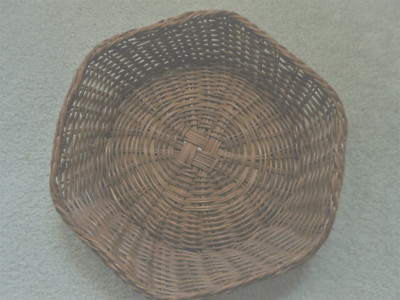 Used Hexagonal Brown Wicker Basket 10 1/2 inches wide made by Decra ...