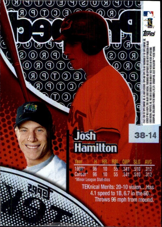 2000 Topps Tek Pattern 14 #38 Josh Hamilton TAMPA BAY DEVIL RAYS | eBay