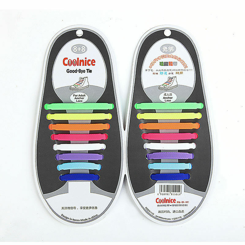 Elastic No Tie Shoe Laces Silicone Rubber shoelaces for trainers ...