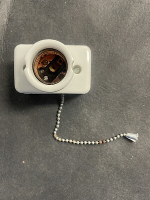 Vintage NOS Leviton Porcelain Pull Chain Lamp Holder 6250-283-9202 250V ...