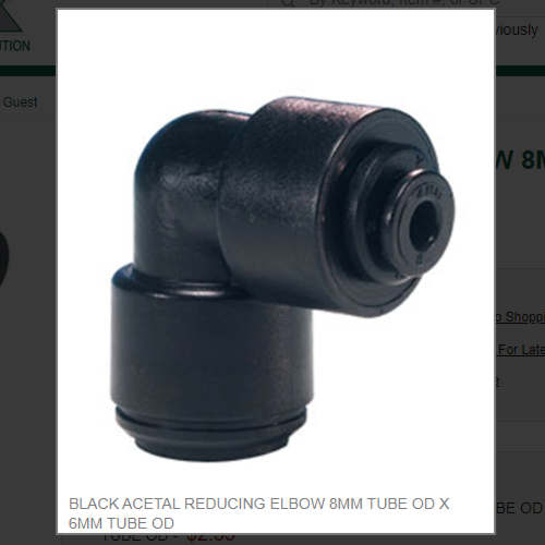 BLACK ACETAL REDUCING ELBOW 8MM TUBE OD X 6MM TUBE OD # PM210806E | eBay