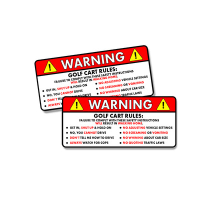 Golf Cart Rules Warning Safety Instructions Funny Vinyl Sticker Decal 2 ...