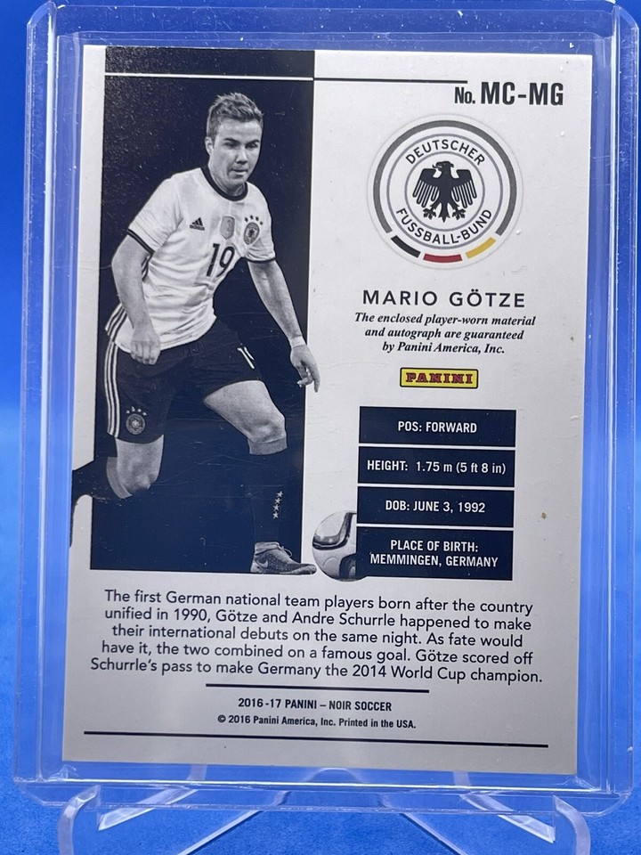 2016-17 Panini Noir Mario Gotze #MC-MG Germany Patch Autograph 9/65 | eBay