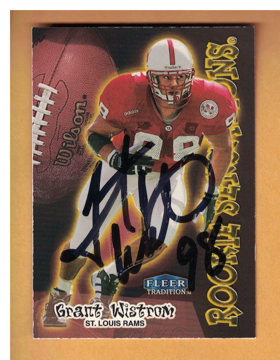 Grant Wistrom AUTOGRAPHED 1998 FLEER RS NEBRASKA FOOTBALL ROOKIE CARD ...