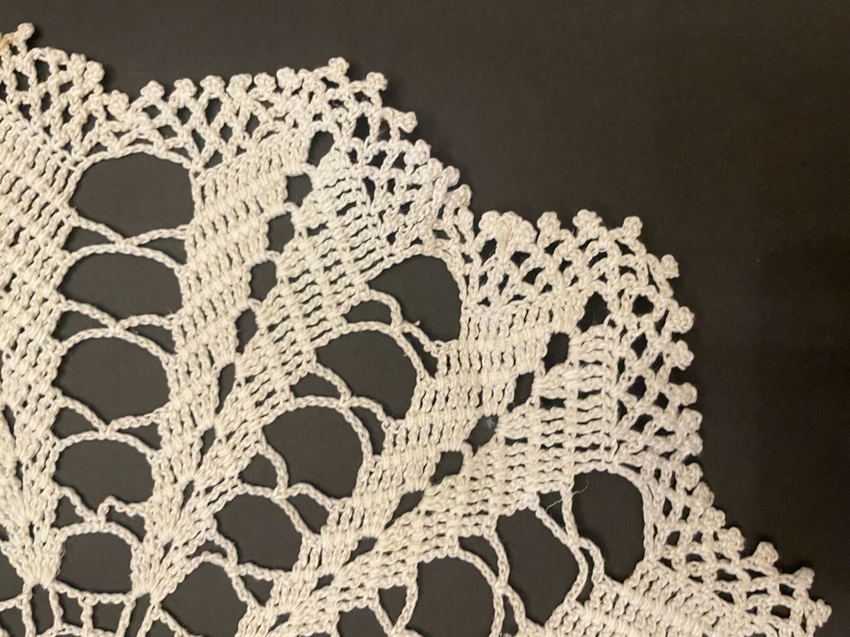 Vintage Handmade Crochet White Floral Open Lace Edge Doily 15 Inch ...