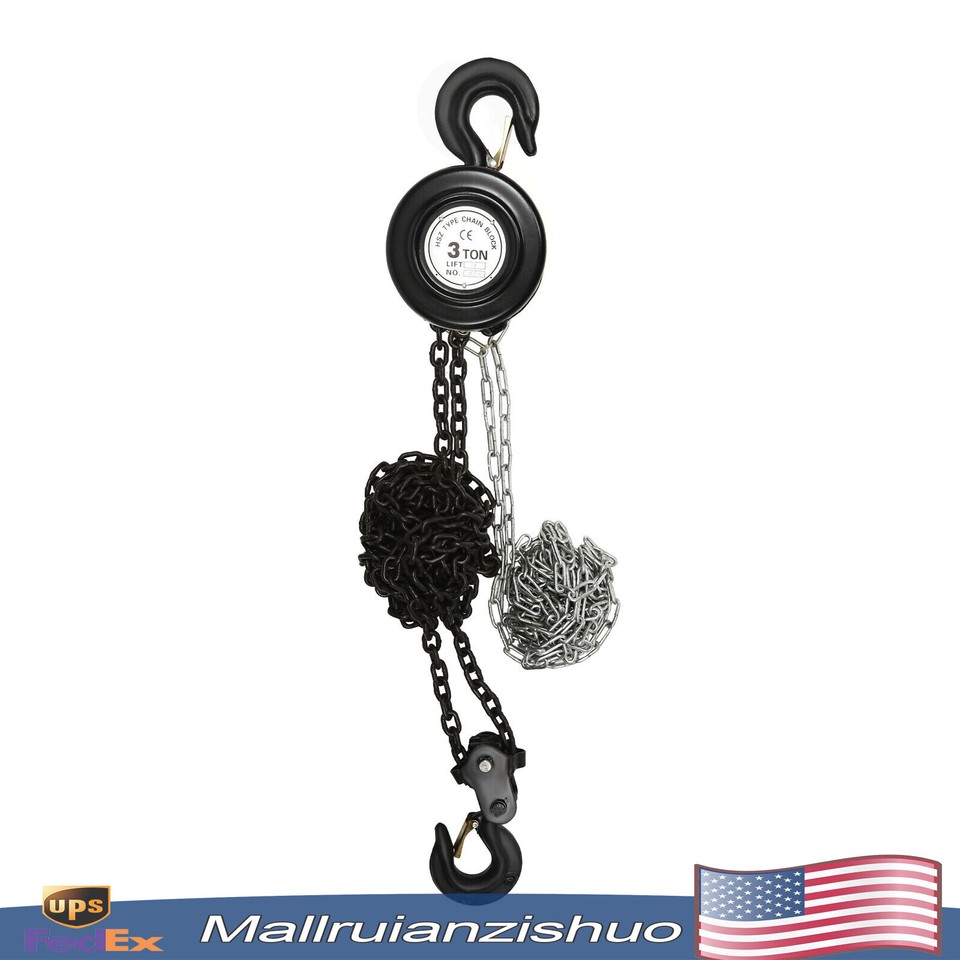 Heavy Duty Manual Hand Chain Hoist 3 Ton 6614 Lbs Capacity 10 Feet with ...