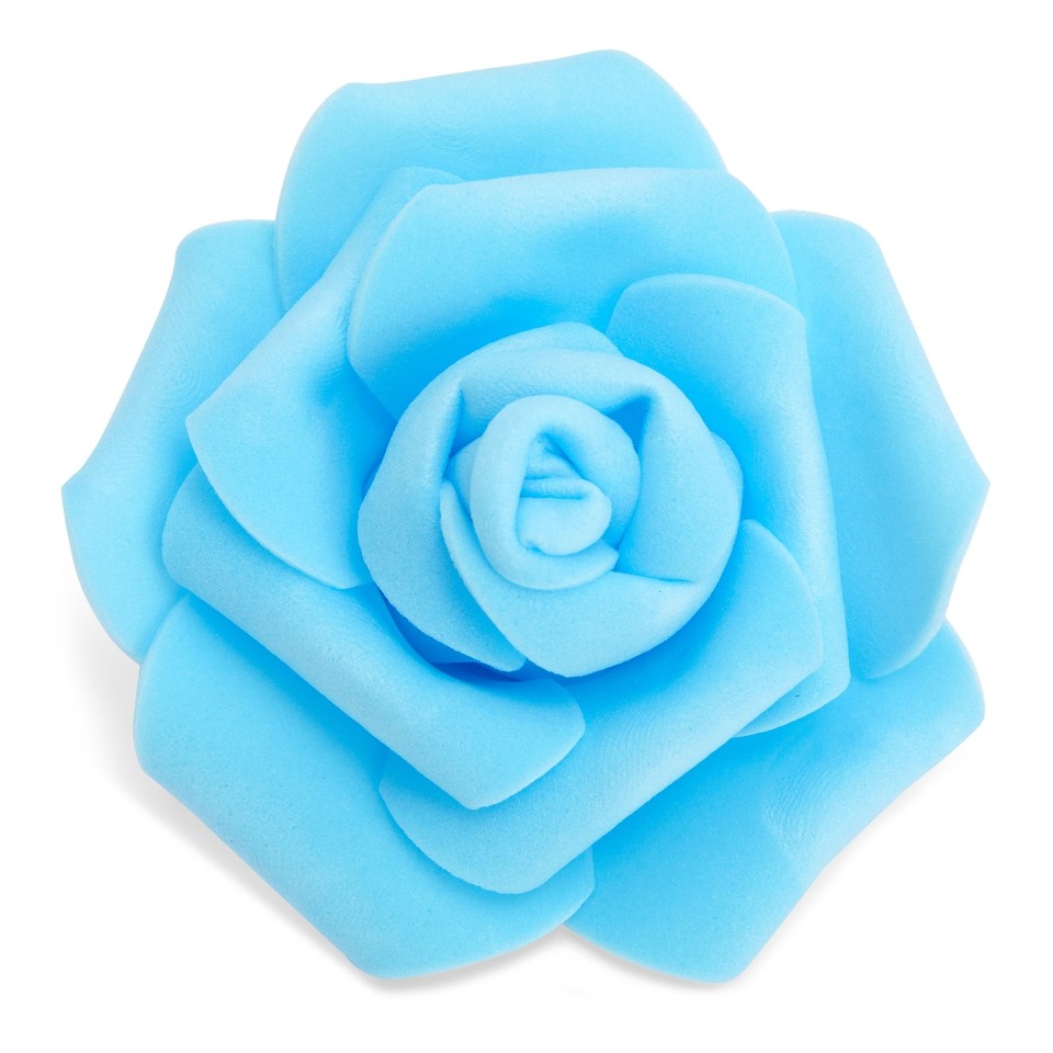 100 Pack Light Blue Artificial Flowers, Bulk Stemless Fake Foam Roses ...