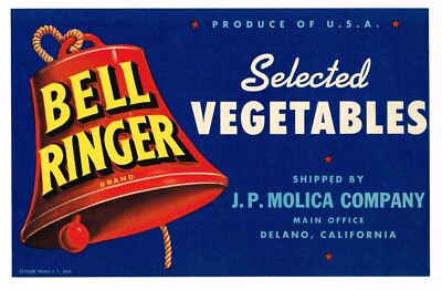 ORIGINAL CRATE LABEL 1955 FILE BELL RINGER DELANO MOLICA COMPANY ...