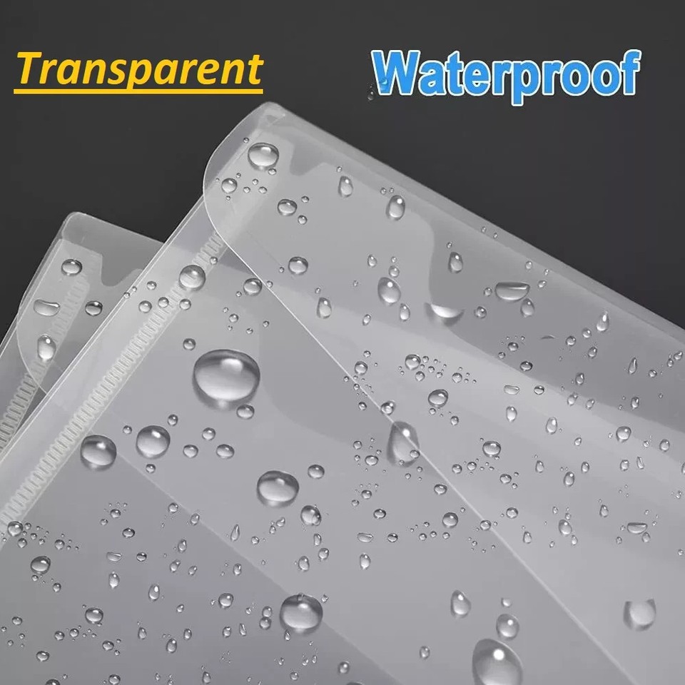 Clear A4 Plastic File Bag Popper Wallet Document Folder School Office ...