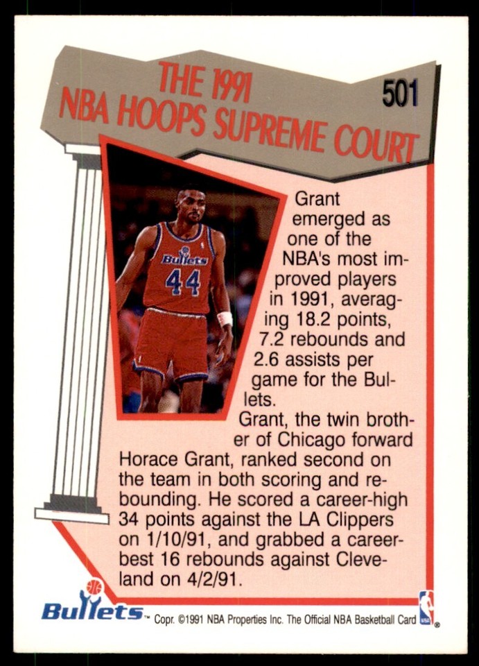1991-92 Hoops Harvey Grant Washington Bullets #501 | eBay