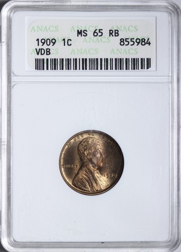 GEM BU 1909 VDB Lincoln Wheat Cent Penny ANACS MS65RB Soap Box Holder ...